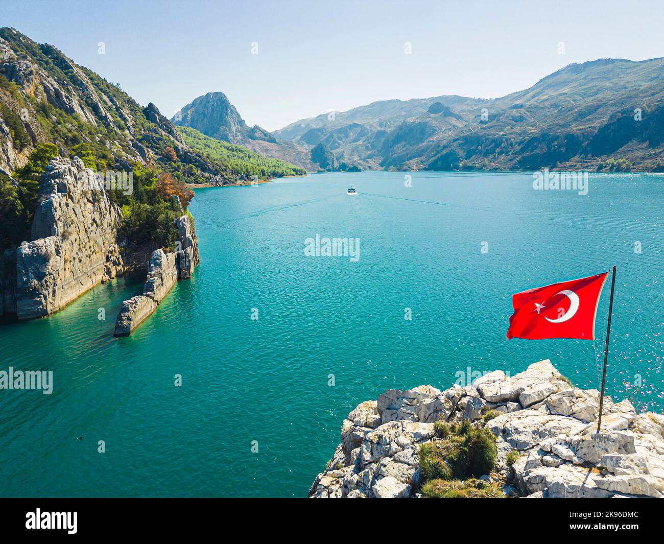 Turkey. spectacular aerial view of Oymapinar Lake in Turkey, blue and ...