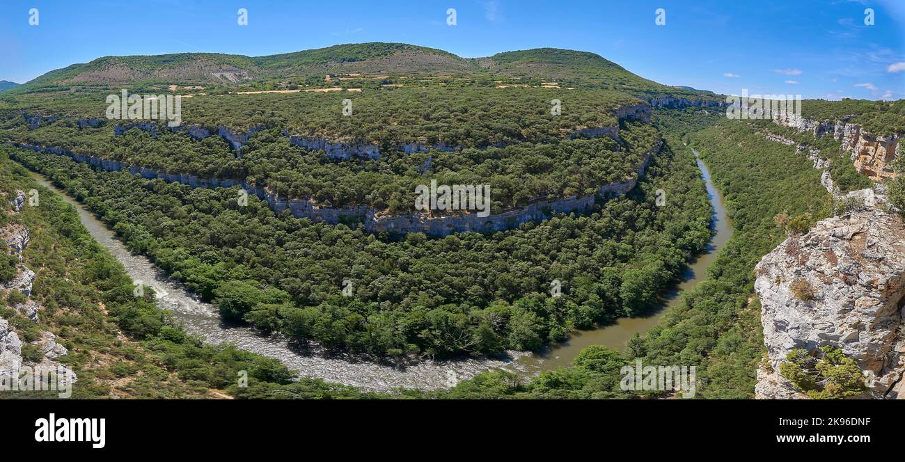 Ebro river canyon, which is formed by rocky walls that can reach a ...