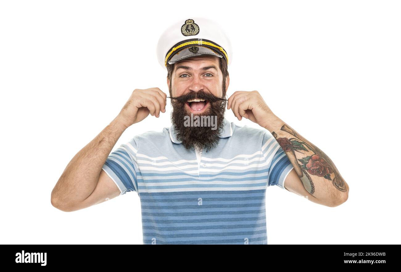 With great barbershop comes great beard. Happy seaman twirl moustache ...