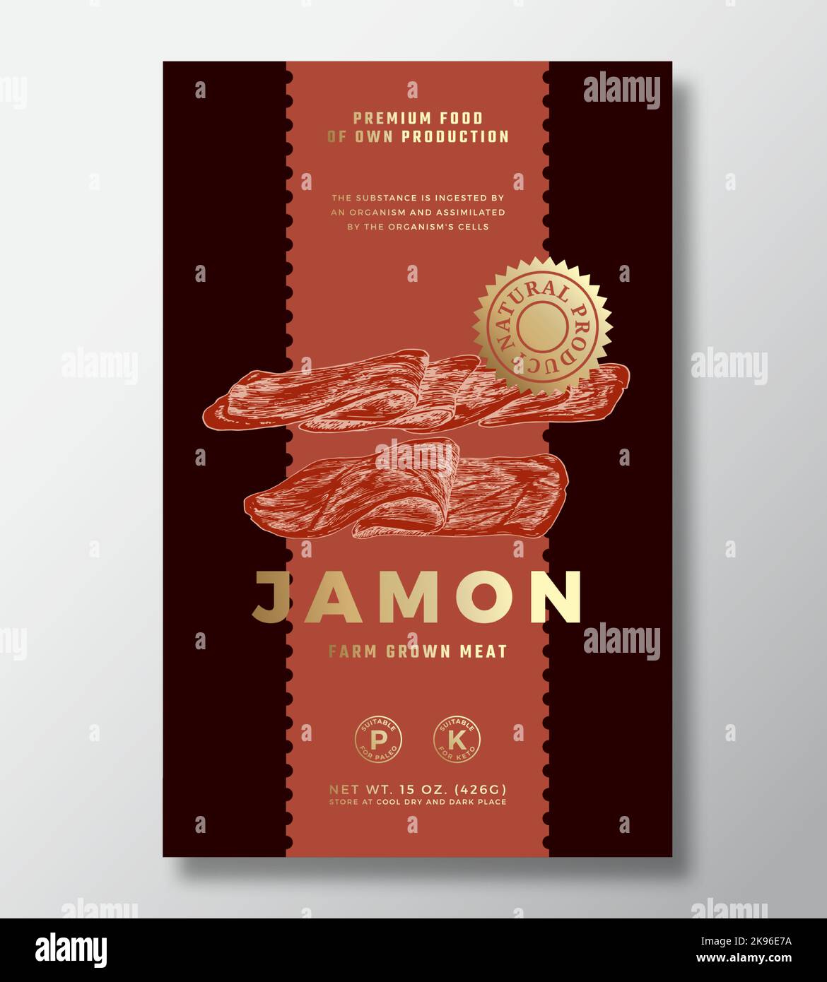Farm Grown Jamon Abstract Vector Packaging Label Design Template ...