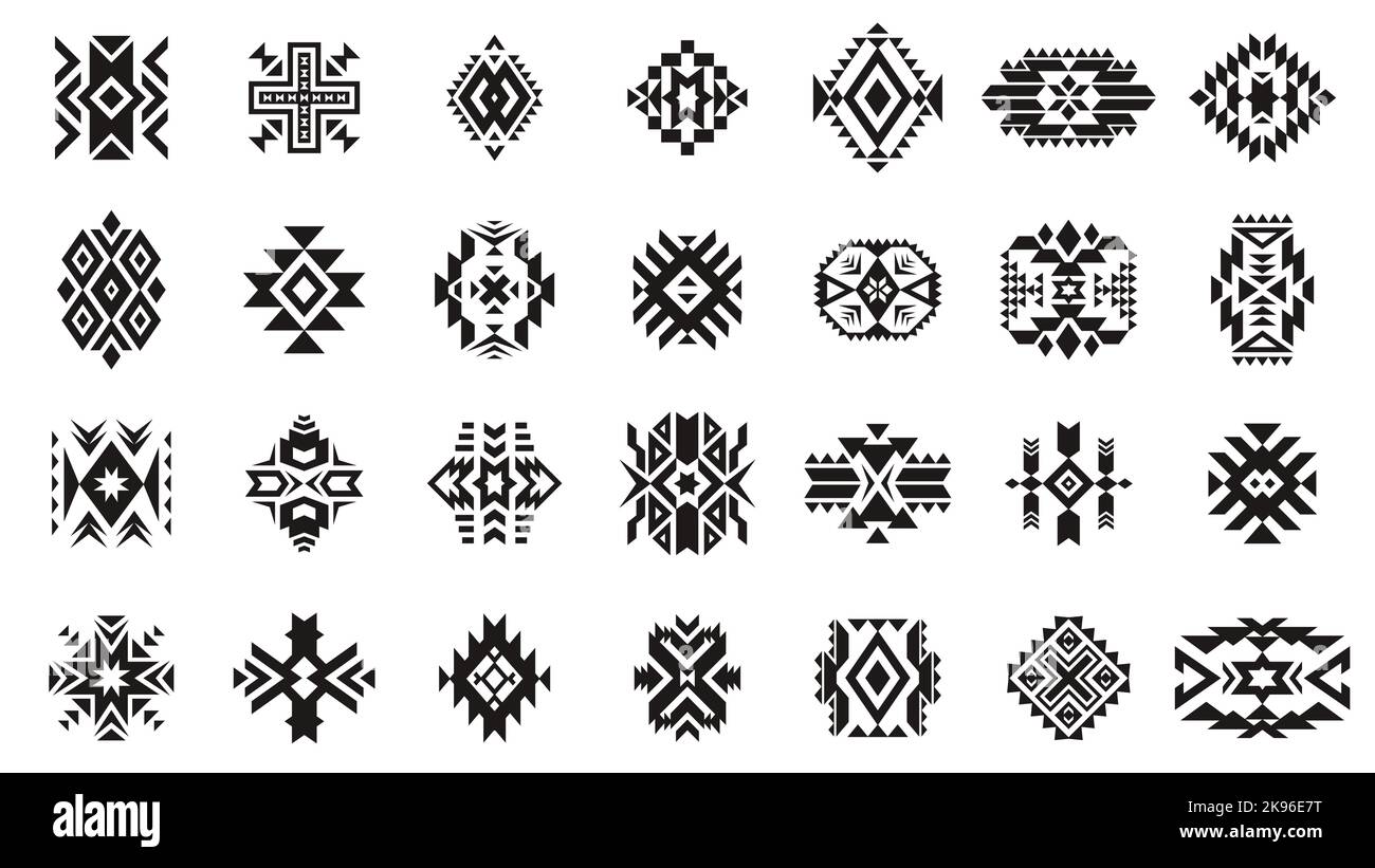 Aztec tribal ornament. Geometric ethnic motif elements of native ...