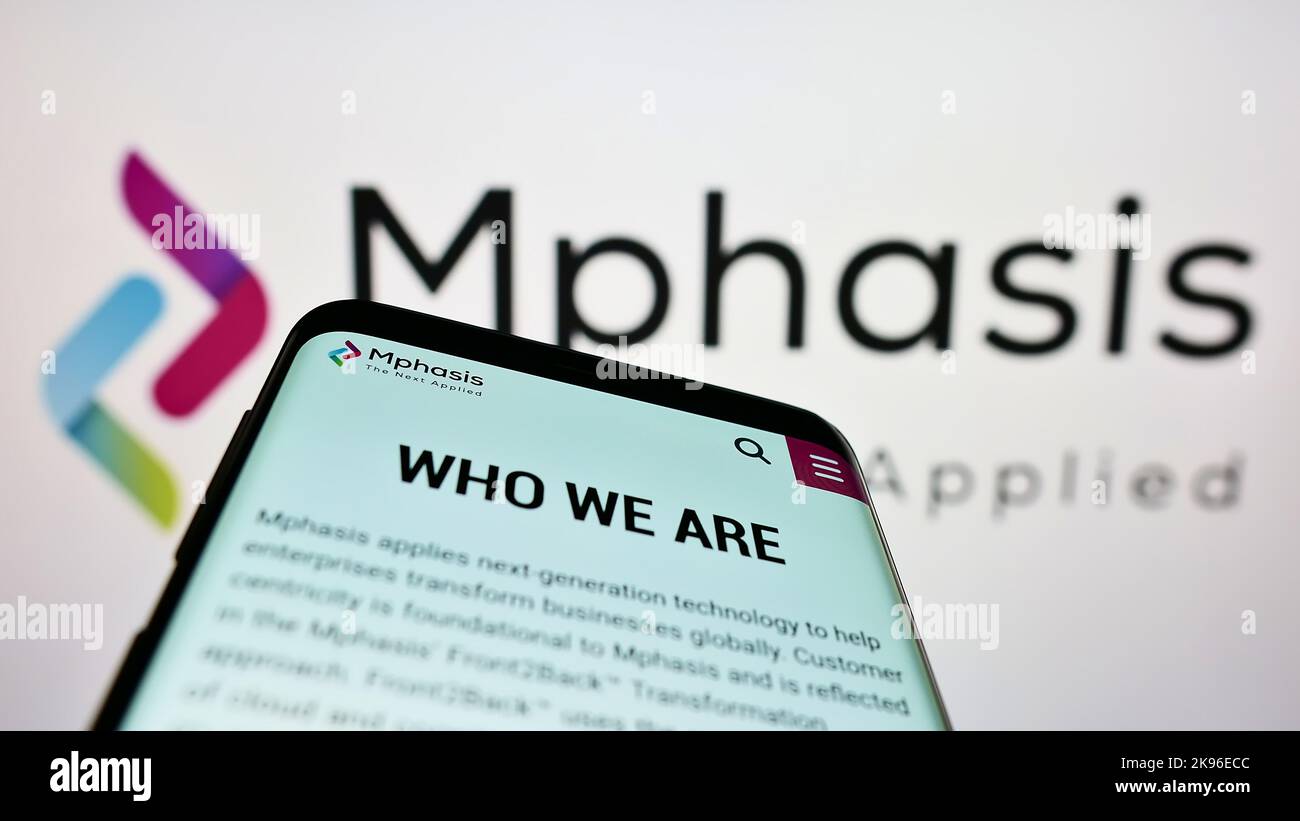 Smartphone with website of information technology company Mphasis ...