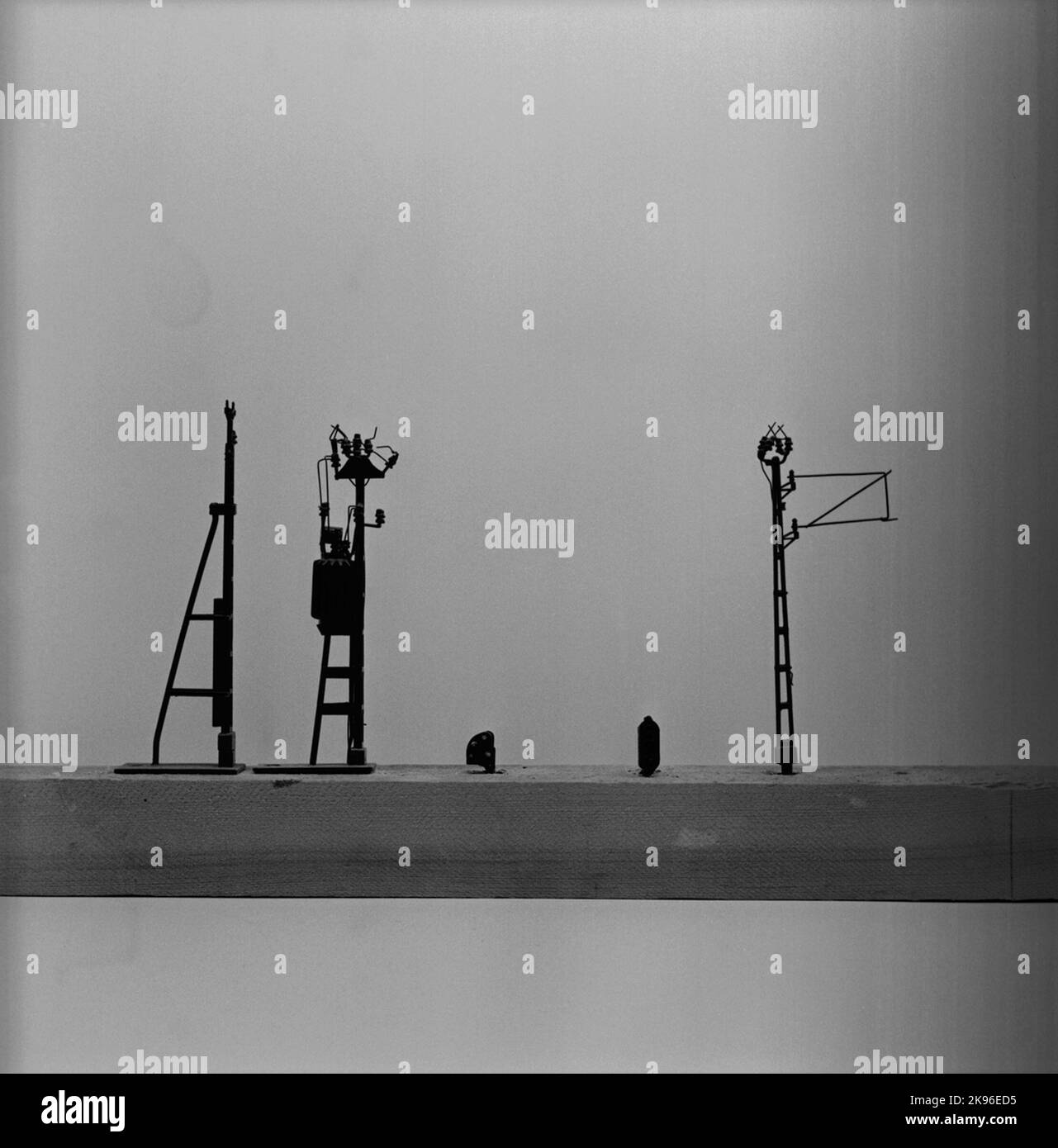 Model of contact line posts and signals, railway museum Stock Photo - Alamy