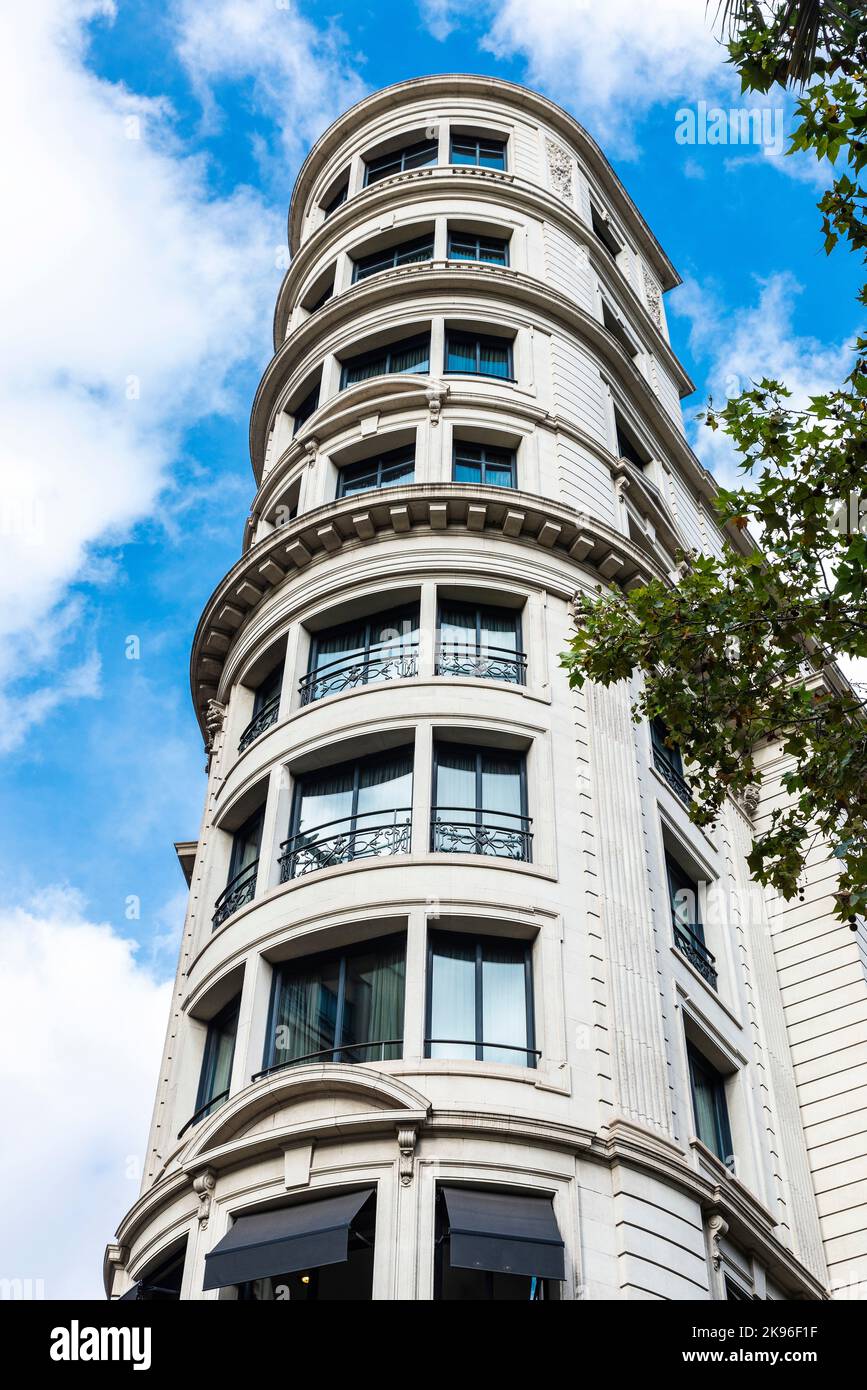 Facade of a classic residential building in Barcelona, Catalonia, Spain ...