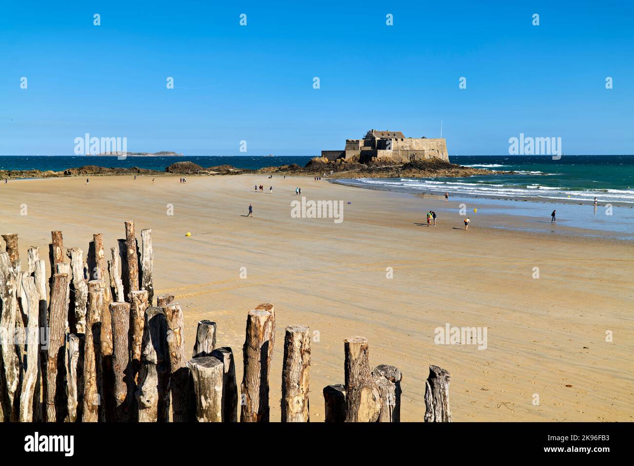 Saint Malo Brittany France. Grand plage du Sillon (Sillon beach). The ...