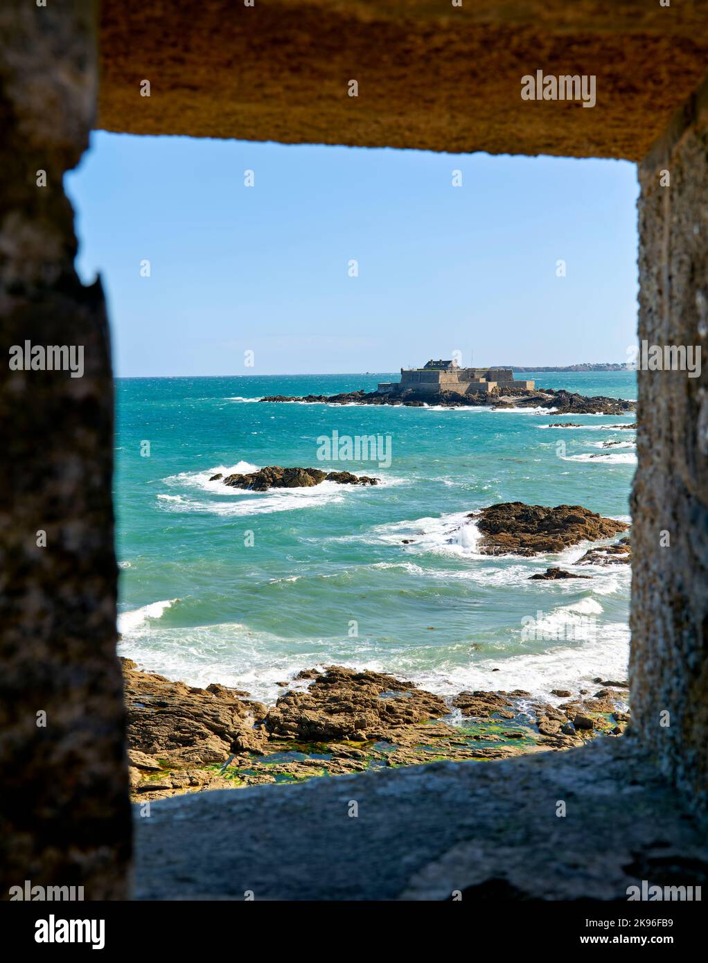 Saint Malo Brittany France. Framed view of the Fort National Stock ...