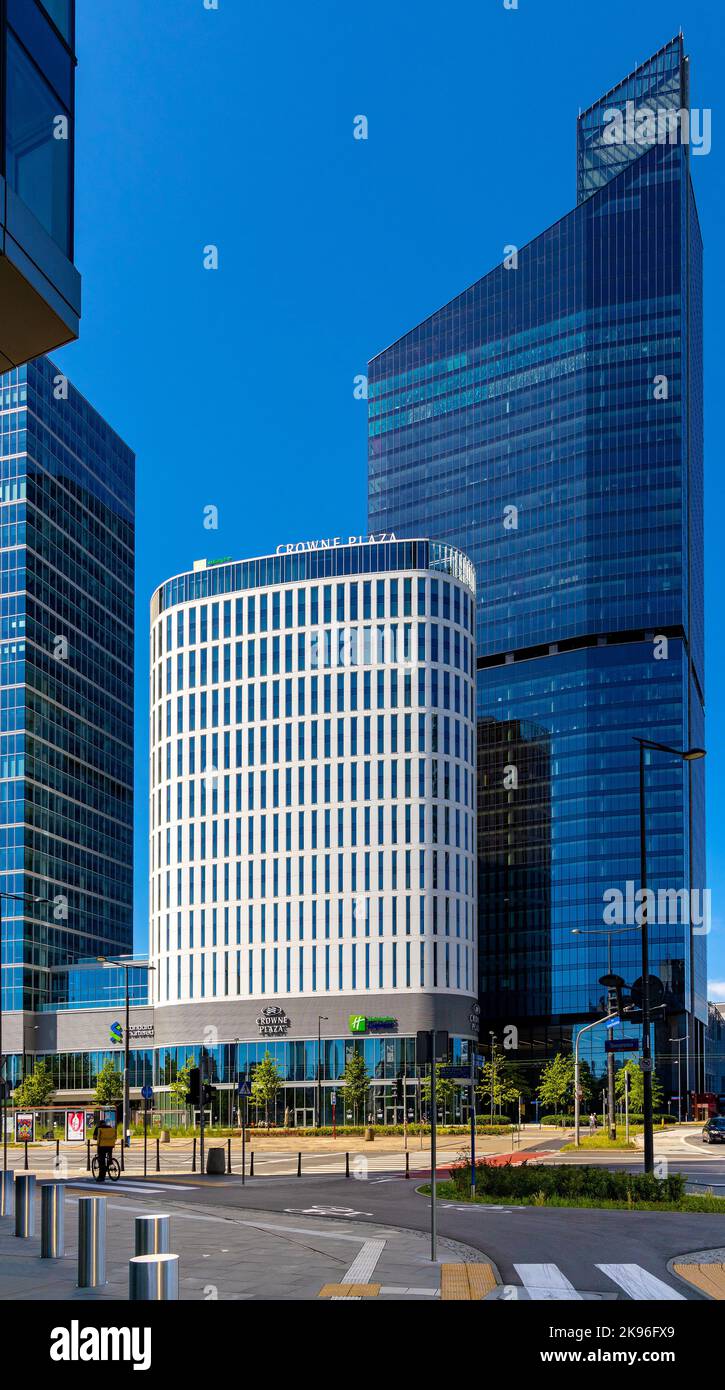 Warsaw, Poland - July 3: Crowne Plaza hotel within Warsaw Hub complex ...