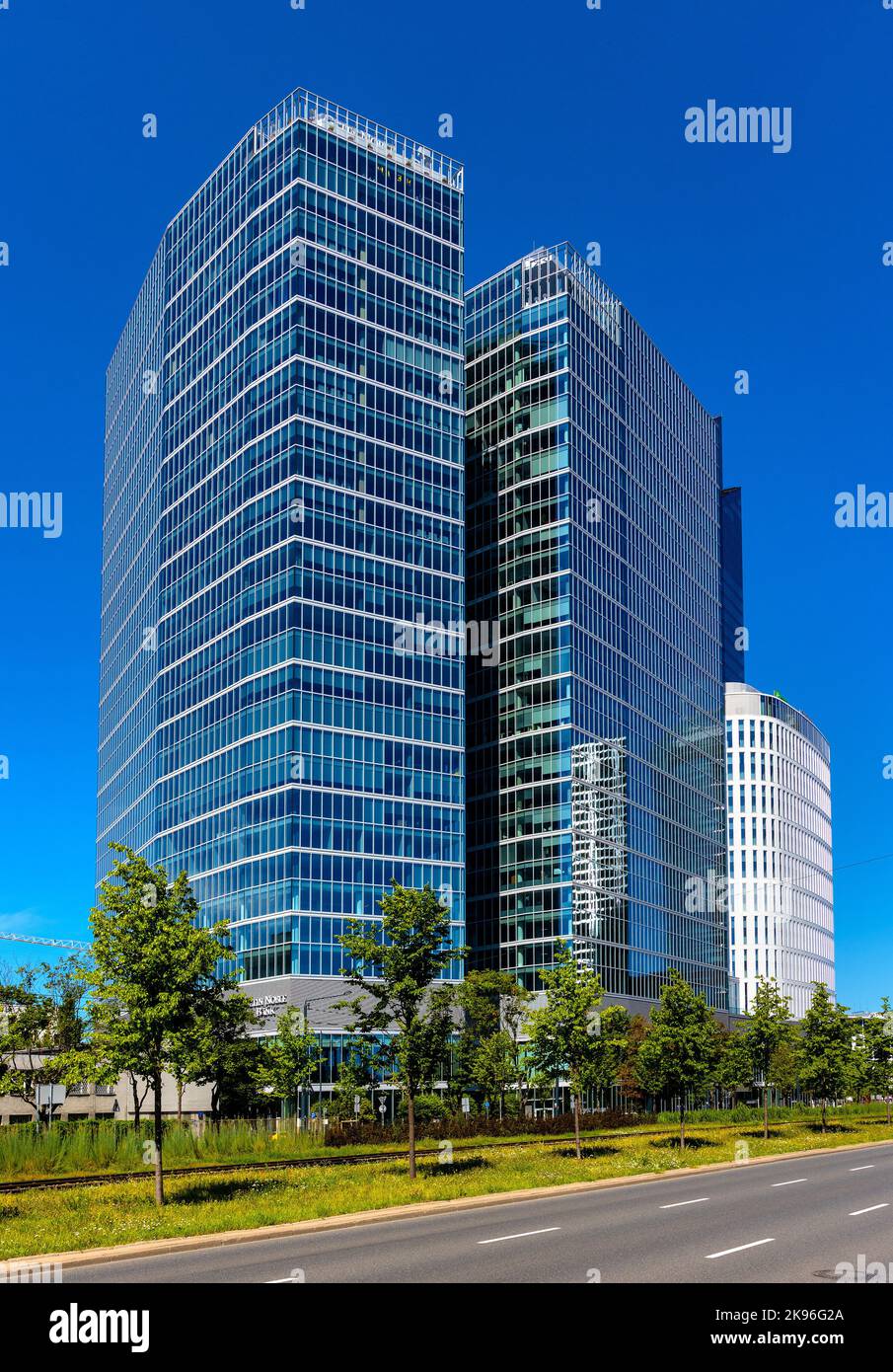 Warsaw, Poland - July 3: Warsaw Hub towers office complex by Ghelamco ...