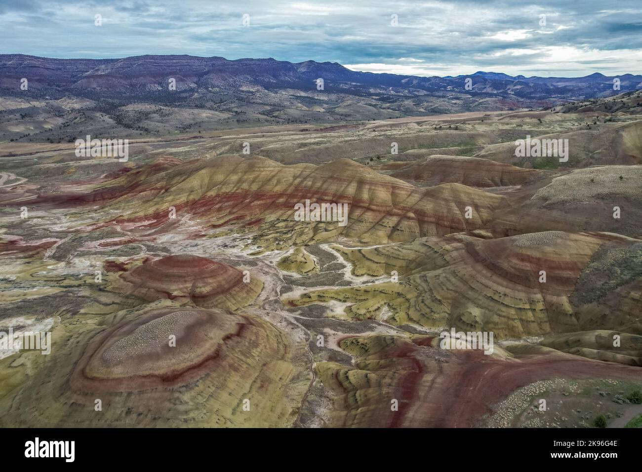 An aerial view of the painted hills of John Day fossil beds national ...