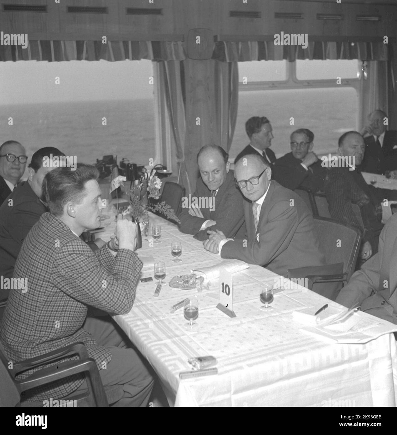 M/S Trelleborg, Inaugural Tour. Journalist table Stock Photo - Alamy