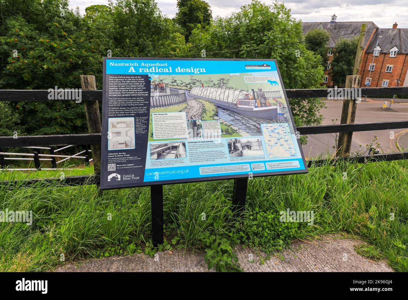 An Information board on the Nantwich Aqueduct, Cheshire, England, UK ...