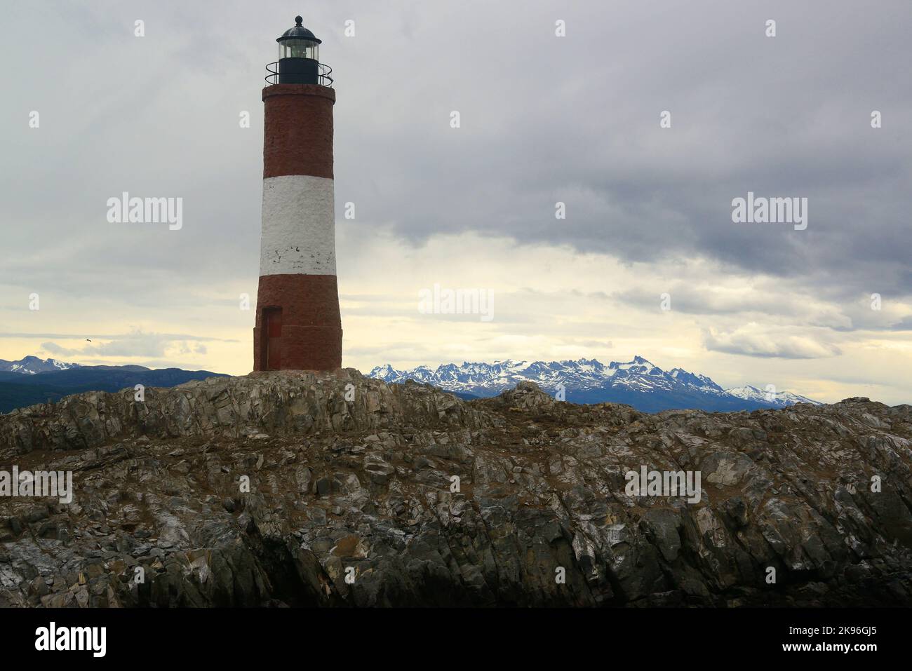 The beautiful landscape of the Beagle Channel with a lighthouse on the ...