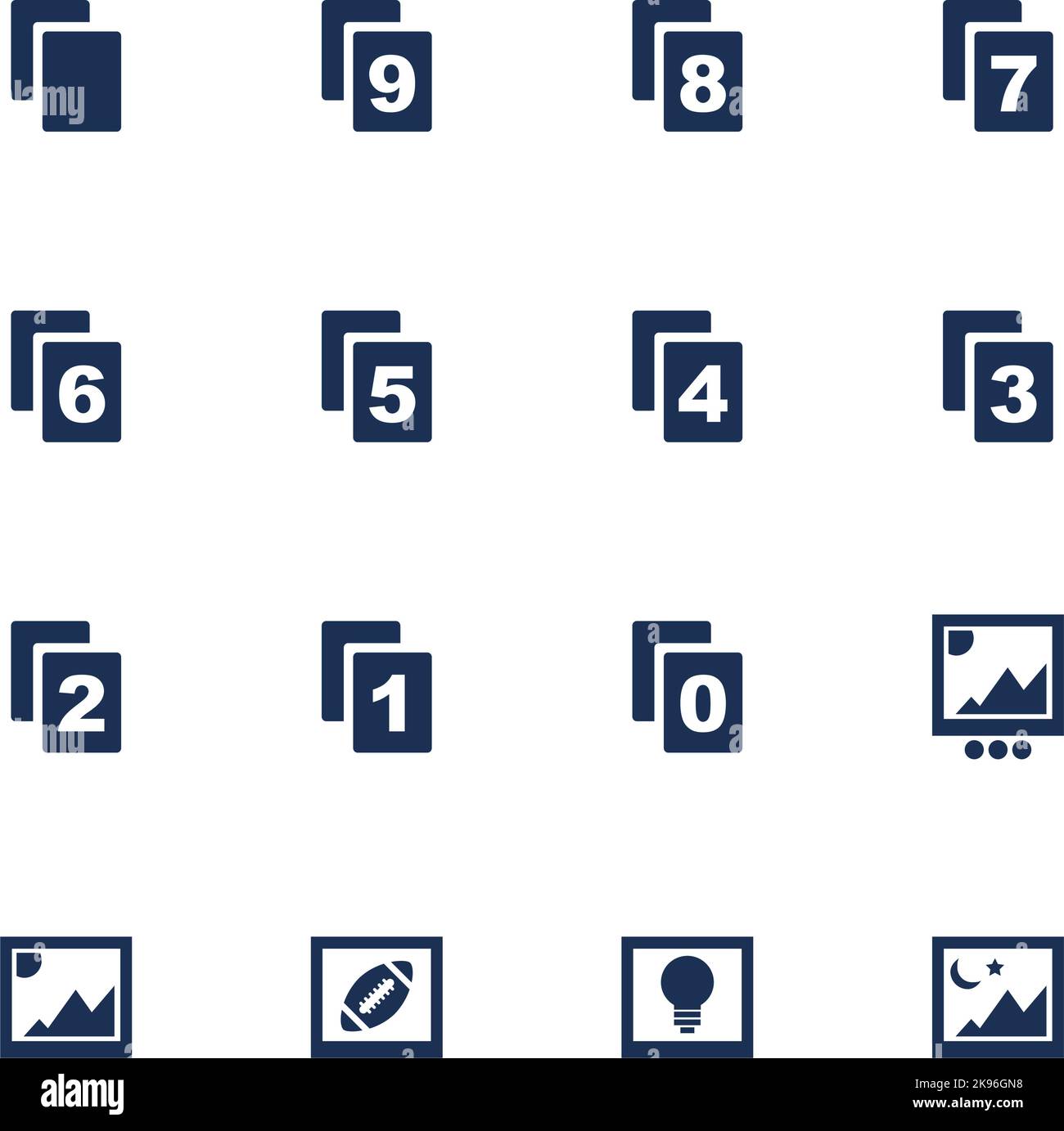 Set of flat icons with file numbers and image types Stock Vector Image ...