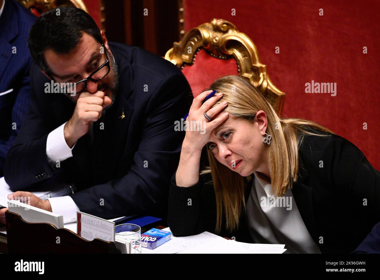 Rome, Italy. 26th Oct, 2022. Giorgia Meloni during the session in the ...