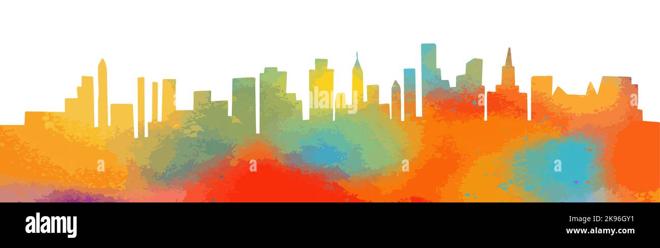 Colored town. Abstract city line. Vector illustration Stock Vector ...