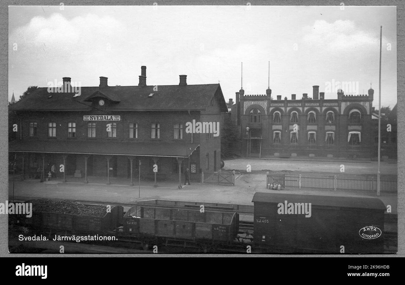 Svedala station. Ystads Railway, YJ in 1175, YJ in 930 and YJ G 405 ...