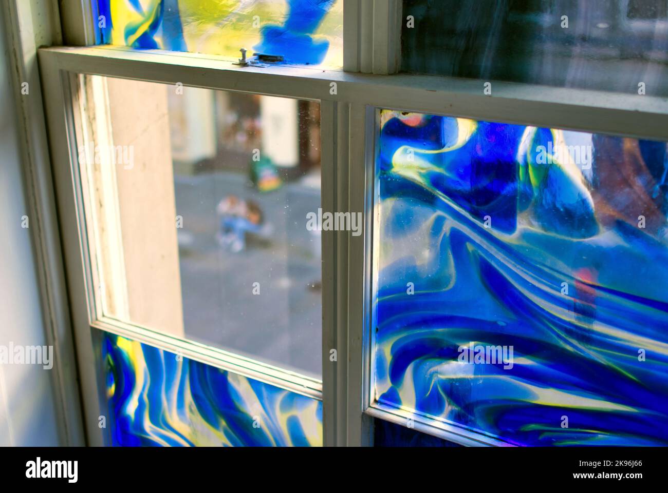 Glasgow museum of modern or GOMA interior view of street through window ...