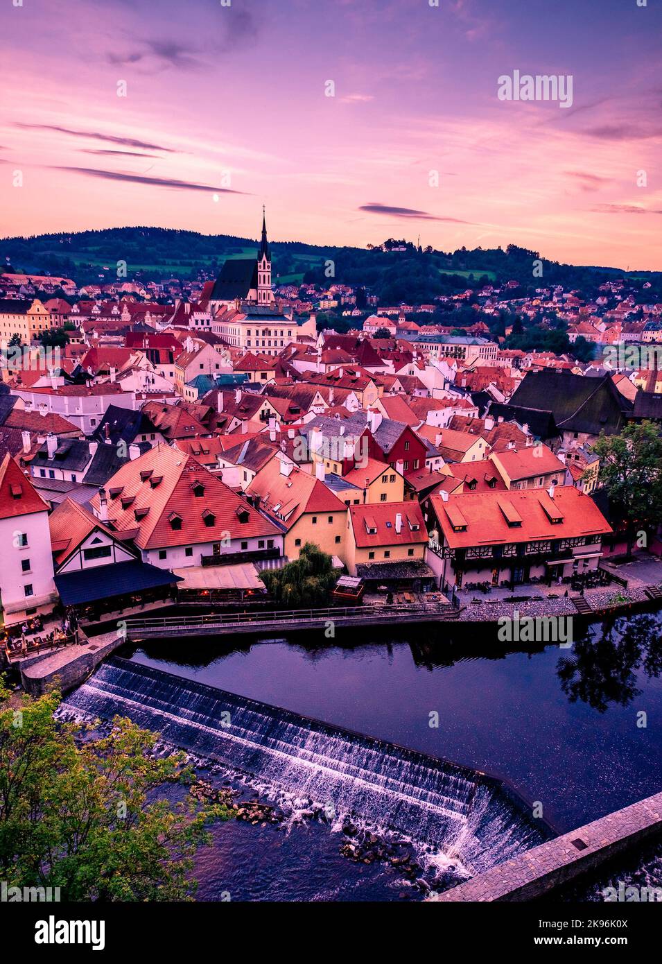 Central part of Krumlov in sunset haze Stock Photo - Alamy