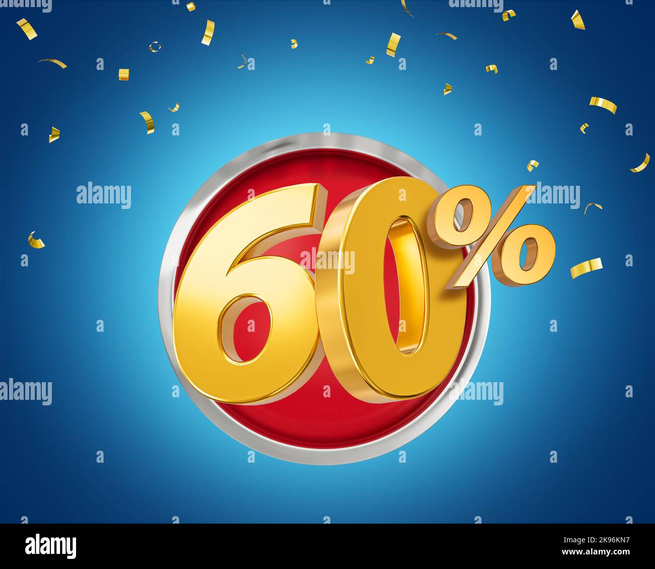 60 percent Off Discount 3d golden sale symbol with confetti. Sale ...