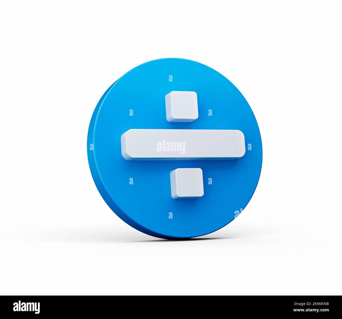 3d division icon on blue button circle shape isolated on white ...