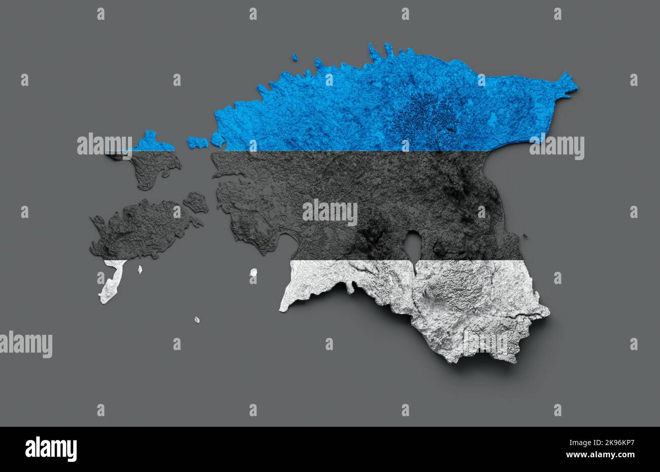 Estonia Map Flag Shaded relief Color Height map on white Background 3d ...
