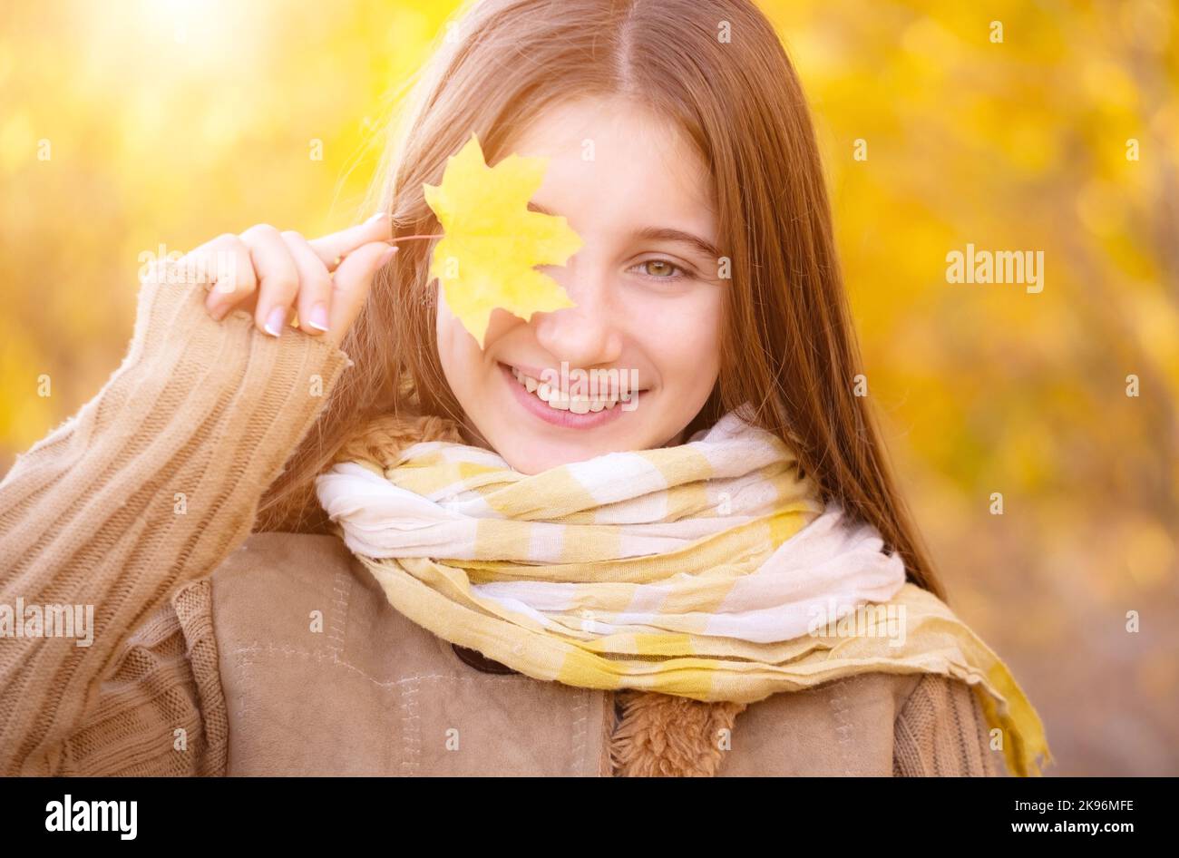 Portrait happy pretty schoolgirl hi-res stock photography and images ...
