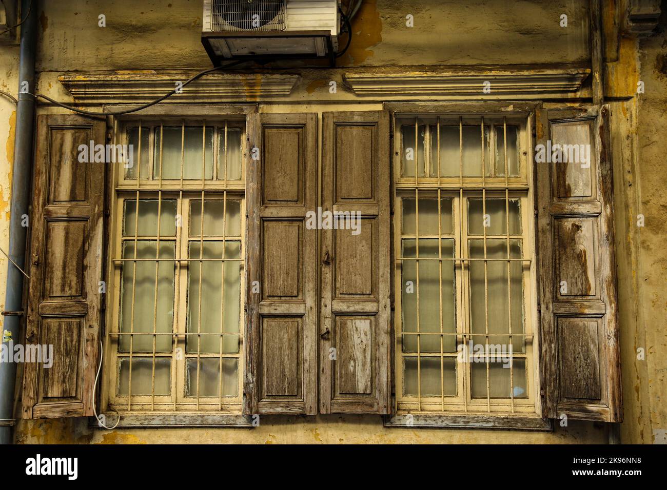 The wooden window of an old building Stock Photo - Alamy