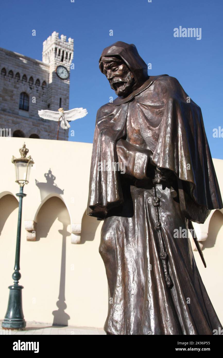 A vertical of the Francois Grimaldi Statue in the Monaco city Stock ...