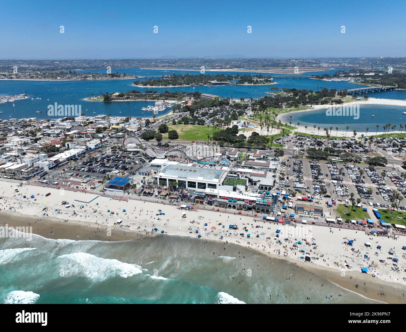 Aerial view of Mission Bay and beach in San Diego, California. USA ...