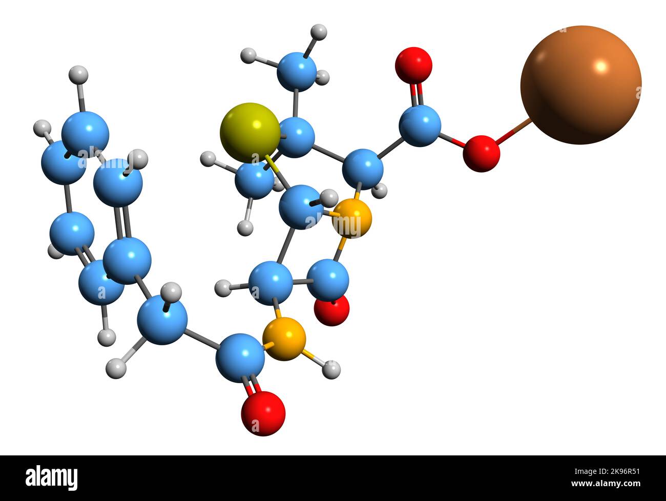 3D image of Penicillin-G-potassium skeletal formula - molecular ...