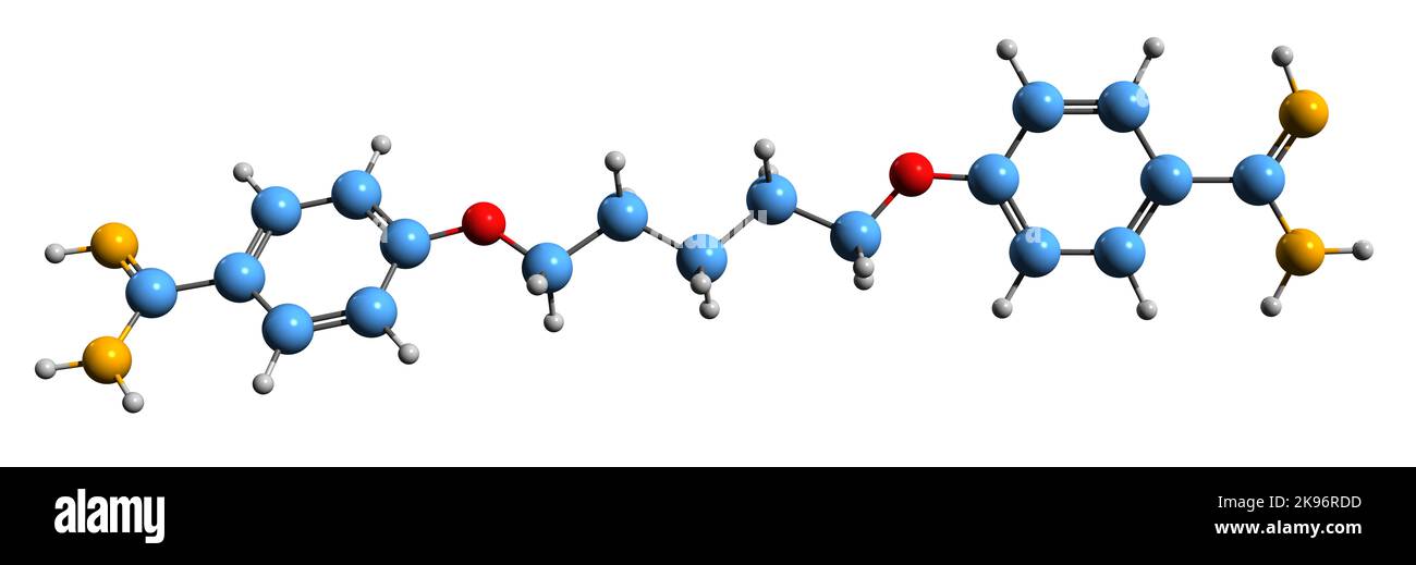 3D image of Pentamidine skeletal formula - molecular chemical structure ...