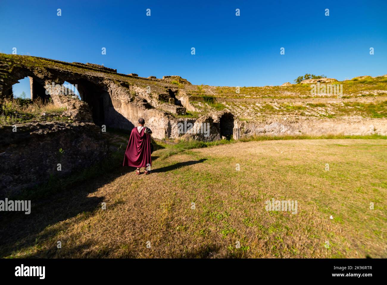 Roman amphitheater in the village of Avella, Italy. A beautiful sunny ...
