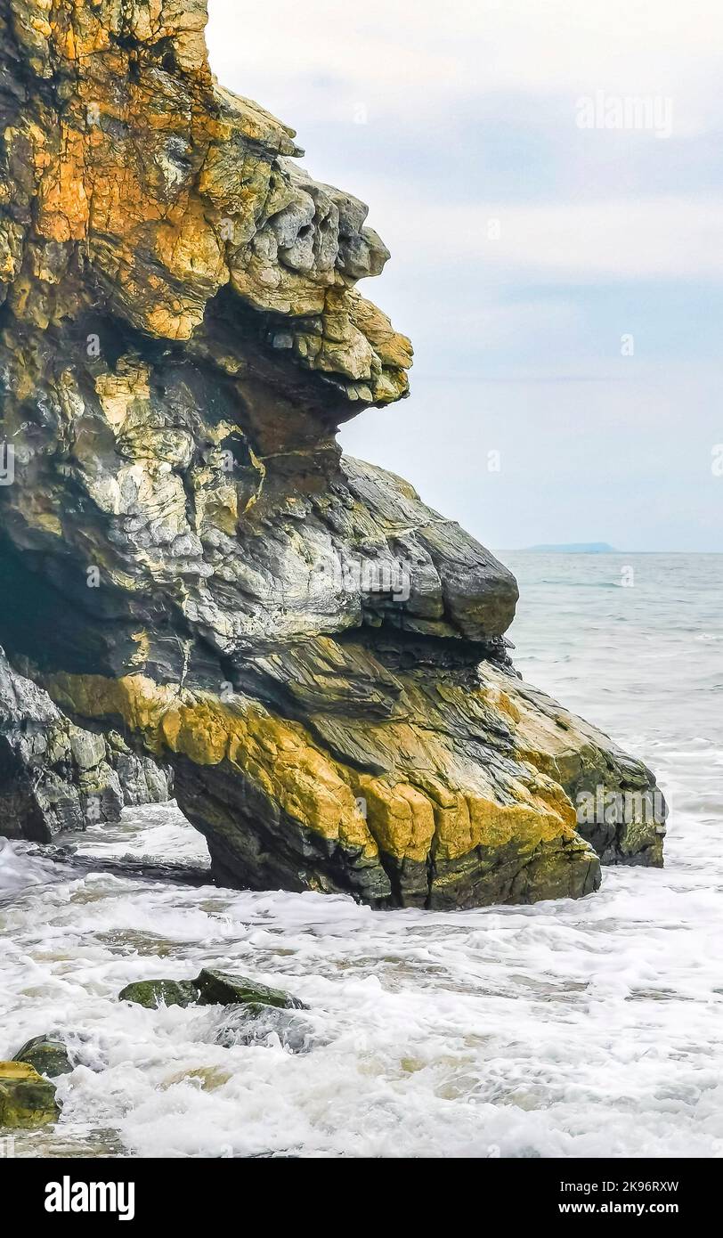 Extremely beautiful huge big surfer waves rocks cliffs stones and ...