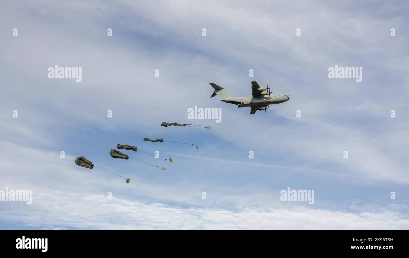 ZM409 RAF Royal Air Force Airbus A400M Atlas military cargo airplane on ...