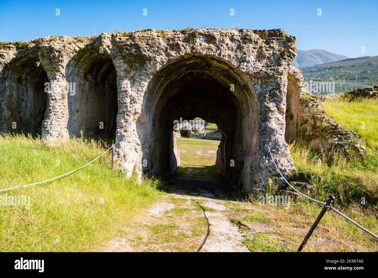 Roman amphitheater in the village of Avella, Italy. A beautiful sunny ...