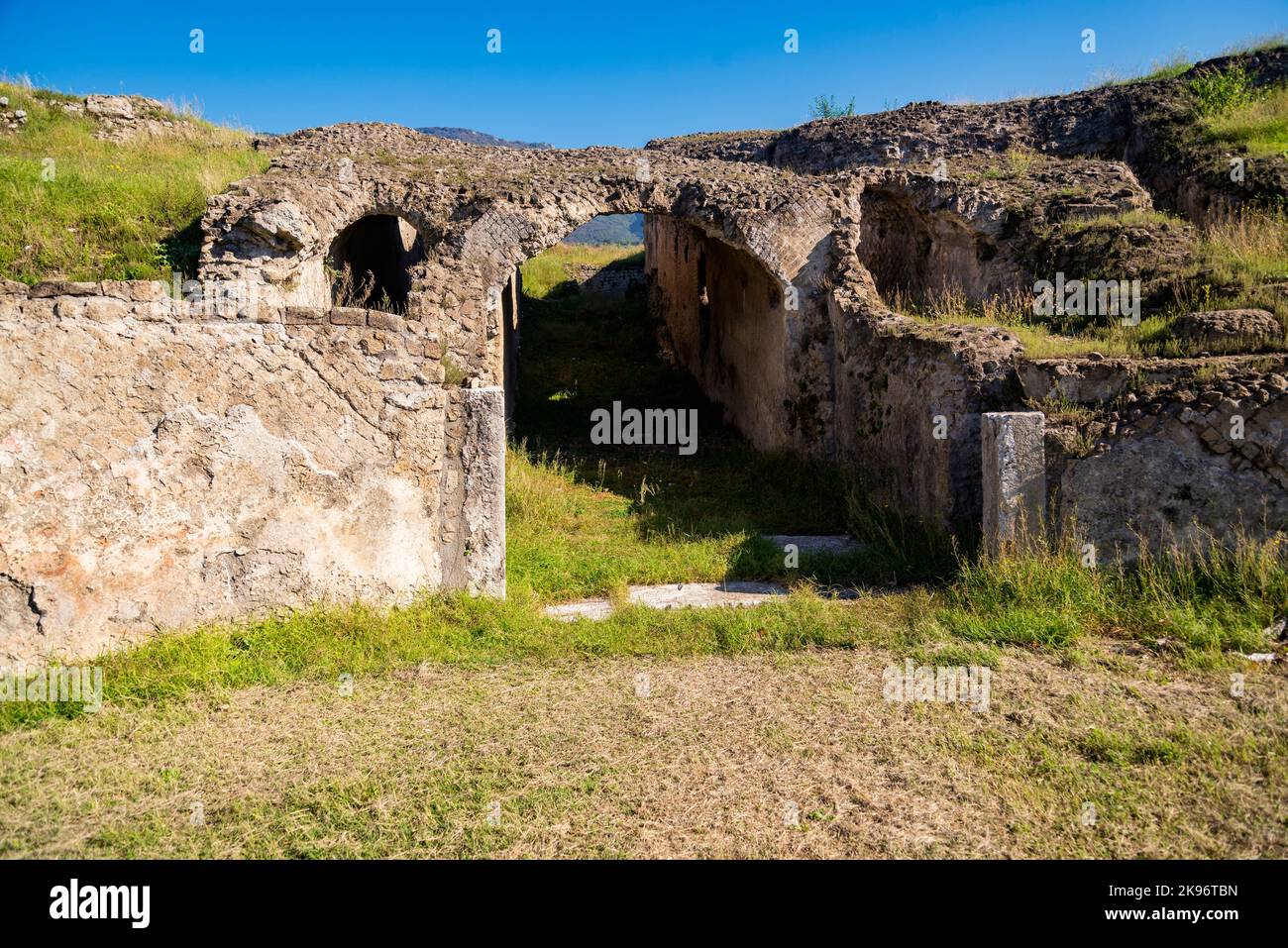 Roman amphitheater in the village of Avella, Italy. A beautiful sunny ...
