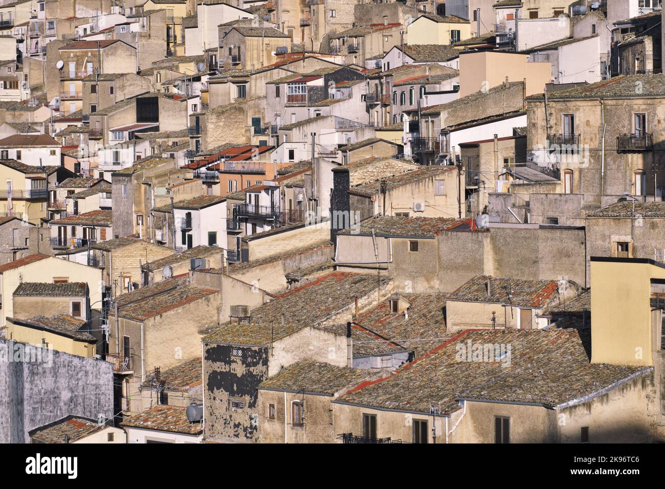 houses of village of Prizzi in Western Sicily, Italy Stock Photo - Alamy