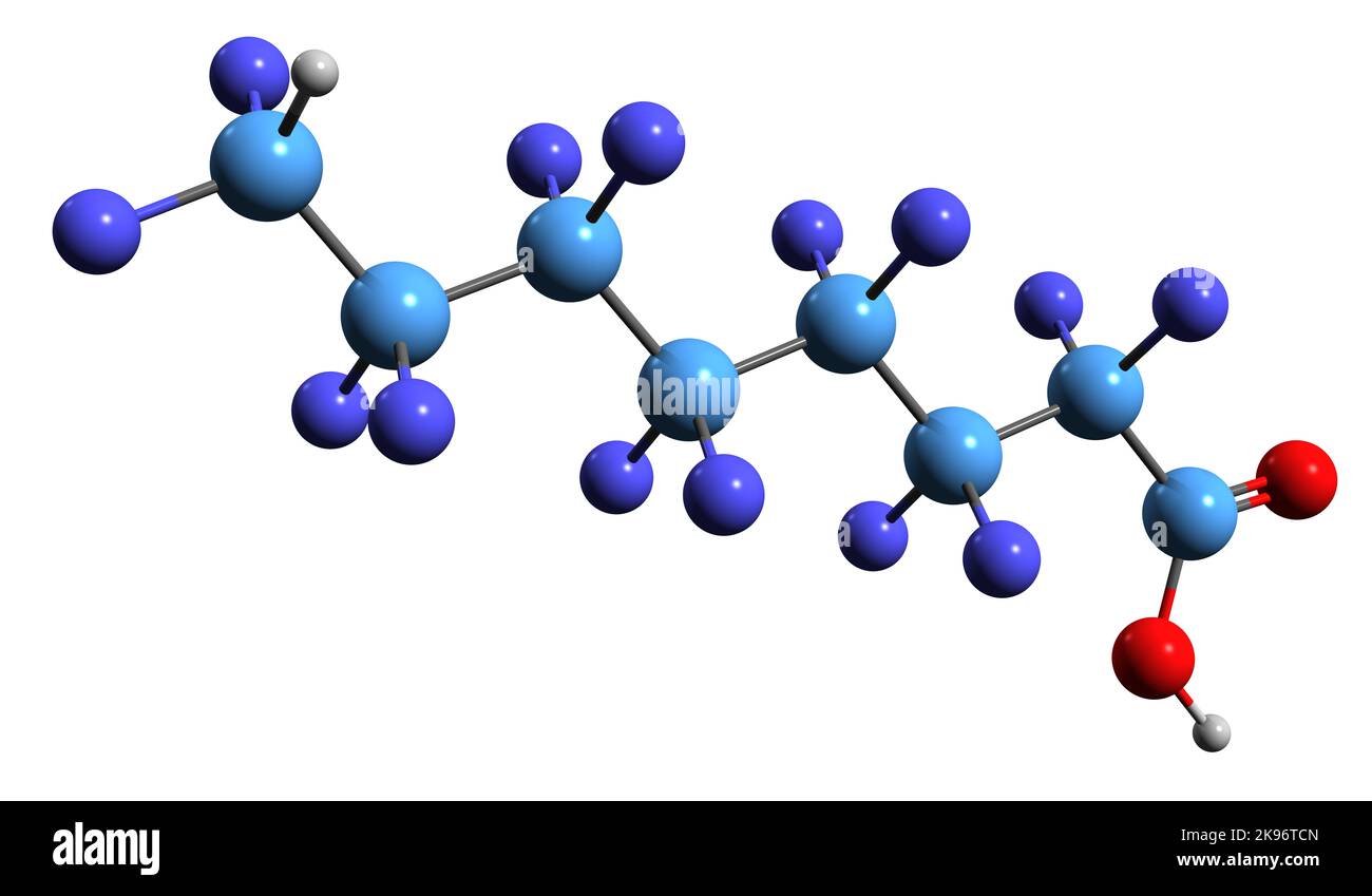3D image of Perfluorooctanoic acid skeletal formula - molecular ...