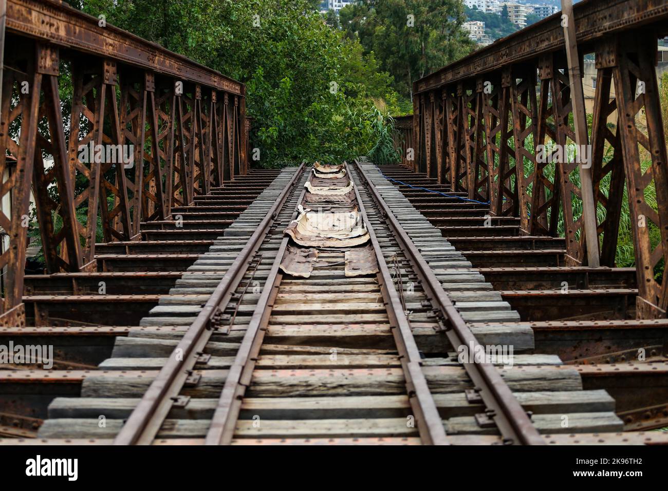 An old railway bridge over the river Stock Photo - Alamy