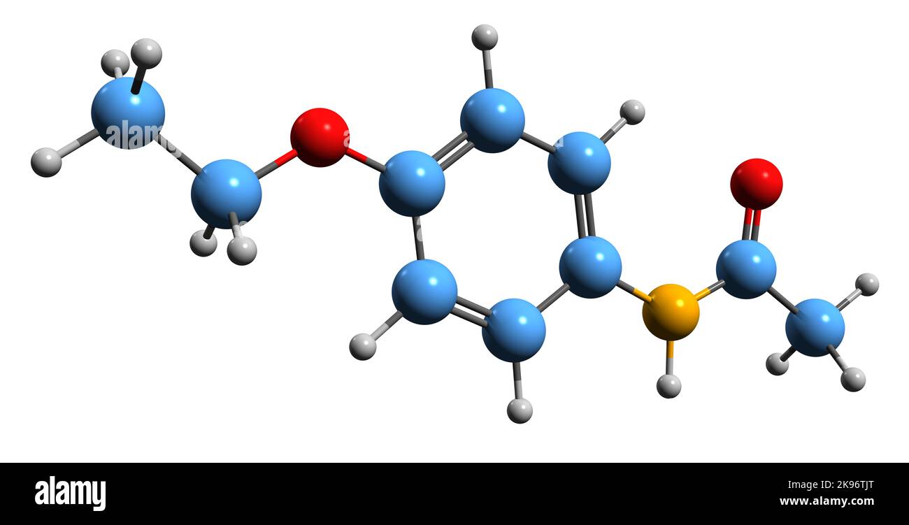 3D image of Phenacetin skeletal formula - molecular chemical structure ...