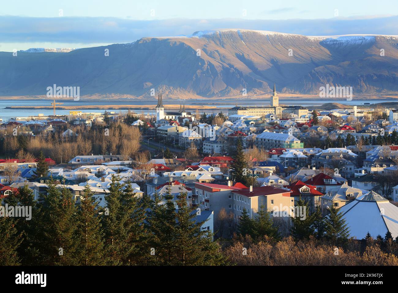 An aerial view of the village and mountains in Iceland Stock Photo - Alamy