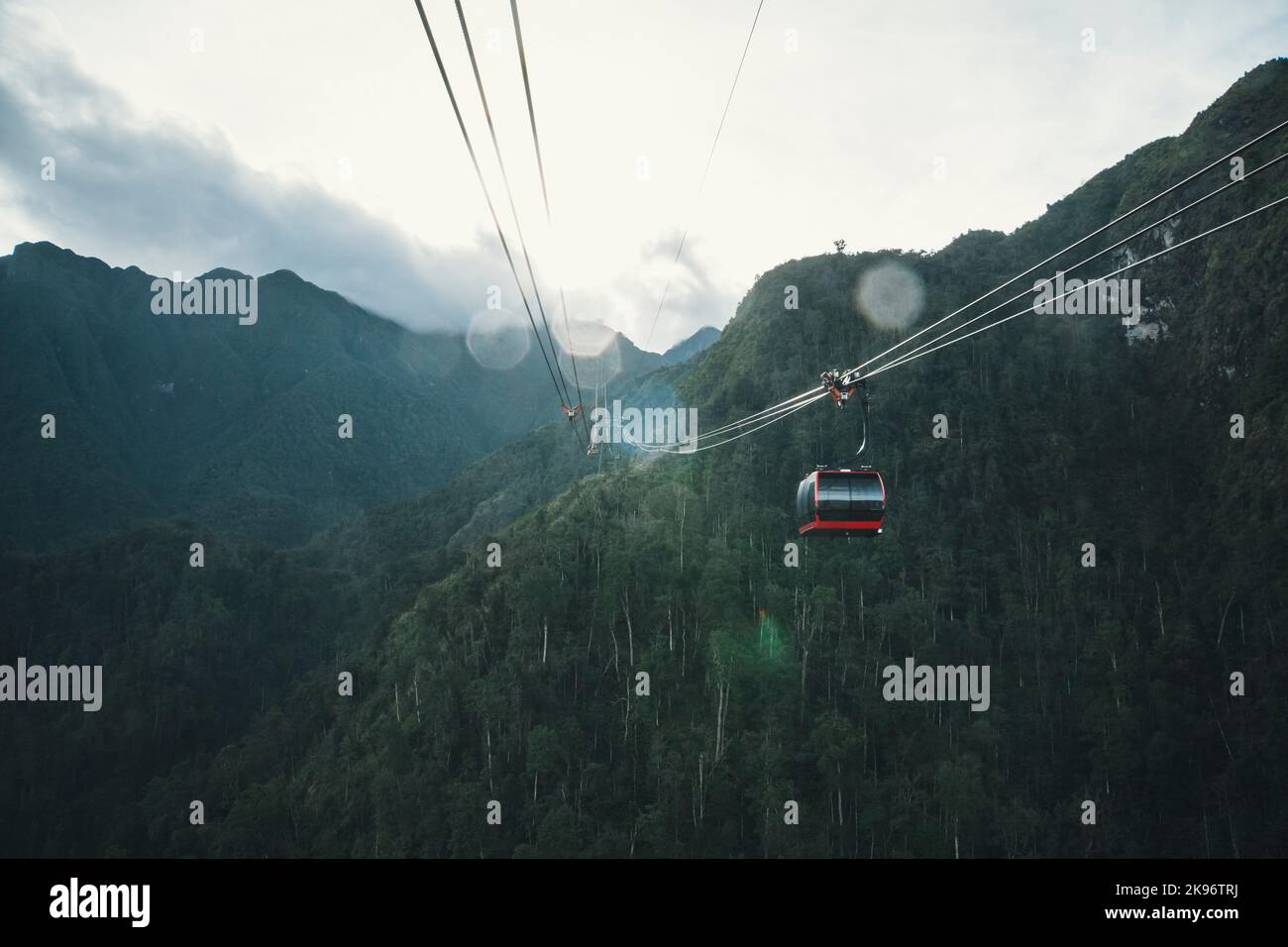 Cable car view on mountain landscape at Fansipan mountain in sapa ...