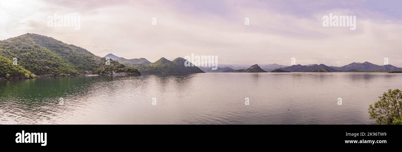 National Park Skadar Lake. Montenegro. Skadar lake. Dawn. View from above. The largest lake in ...