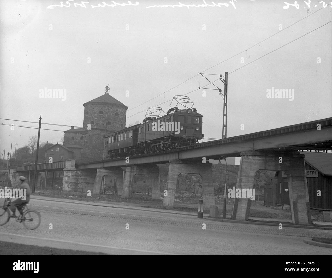 The State Railways, SJ D-Lok with the inspection trailer Bo7 1167. The ...