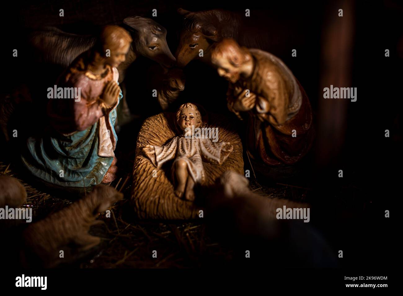 A Christmas nativity scene with Holy Family Stock Photo - Alamy