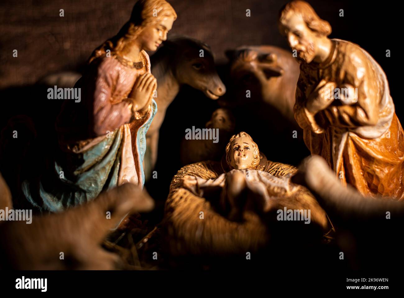 A Christmas nativity scene with Holy Family Stock Photo - Alamy