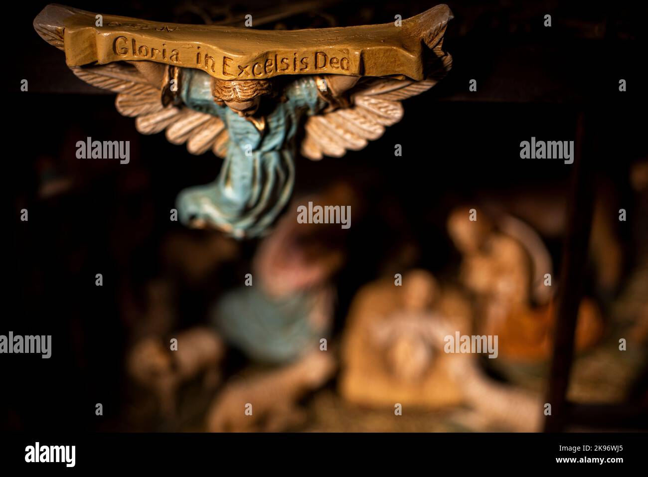 An angel with "Gloria in Excelsis Deo" banner Stock Photo - Alamy