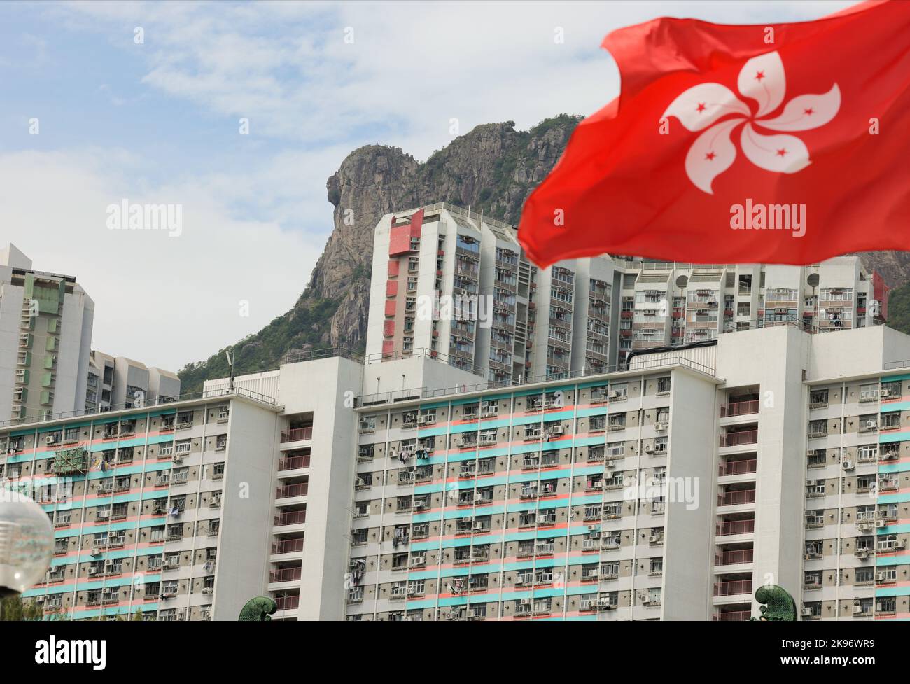 Public housing estate under the Lion Rock mountain in Wong Tai Sin ...