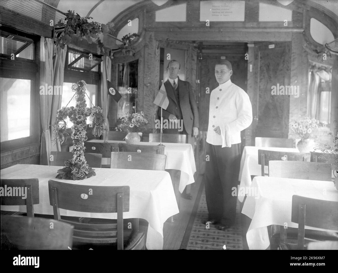 Restaurant wagon prepared for Julius Dorpmüller's visit to Sweden. At ...