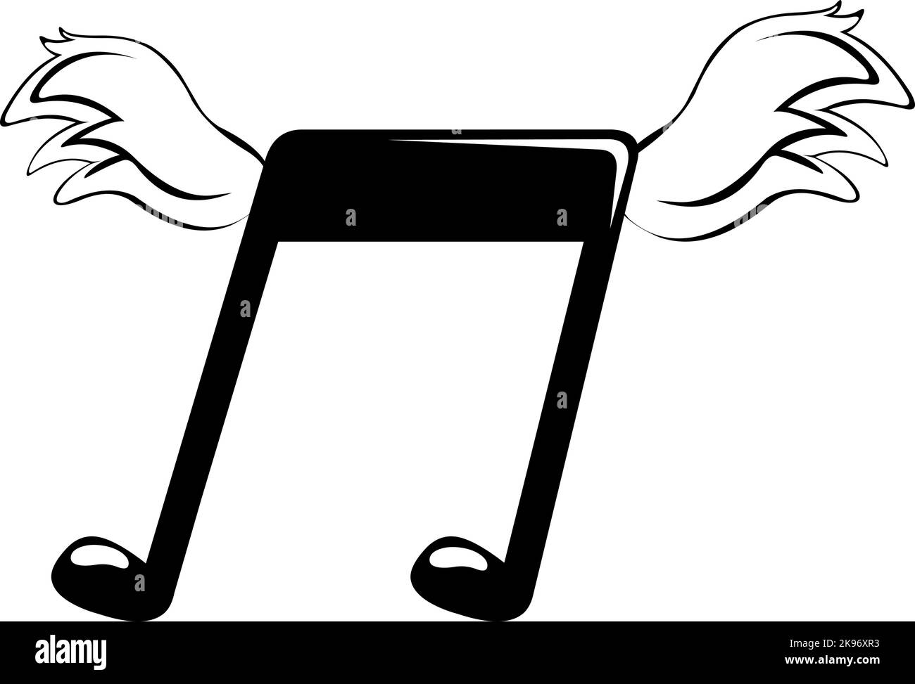 Vector illustration of musical note semiquaver with wings Stock Vector ...
